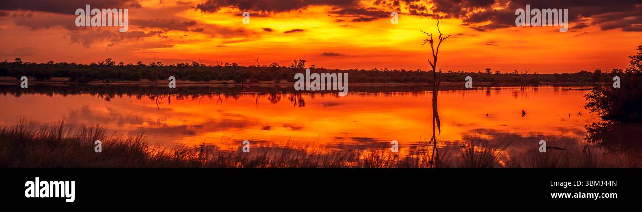 Sunrise from sable dam hide in Greater Kruger National park, South ...