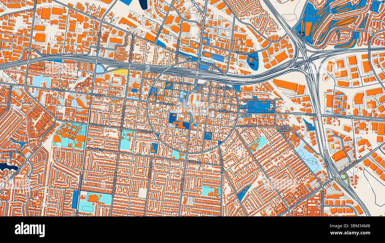 Colorful Corona Art Map with Labels and Buildings with many details for ...