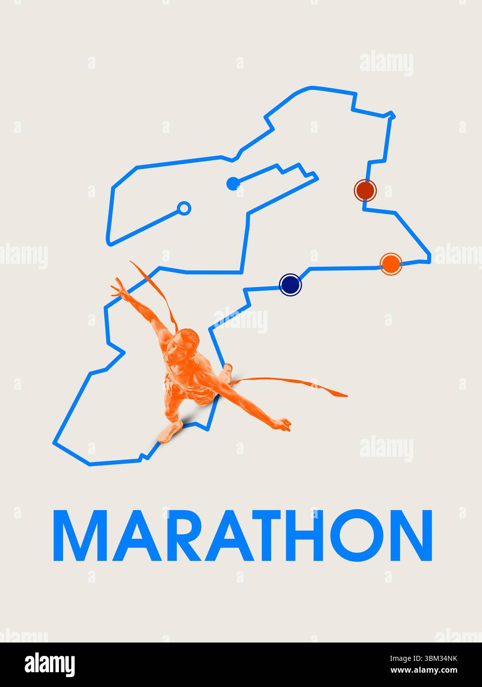 The geometry of effort. Victory moment at marathon finish line with ...