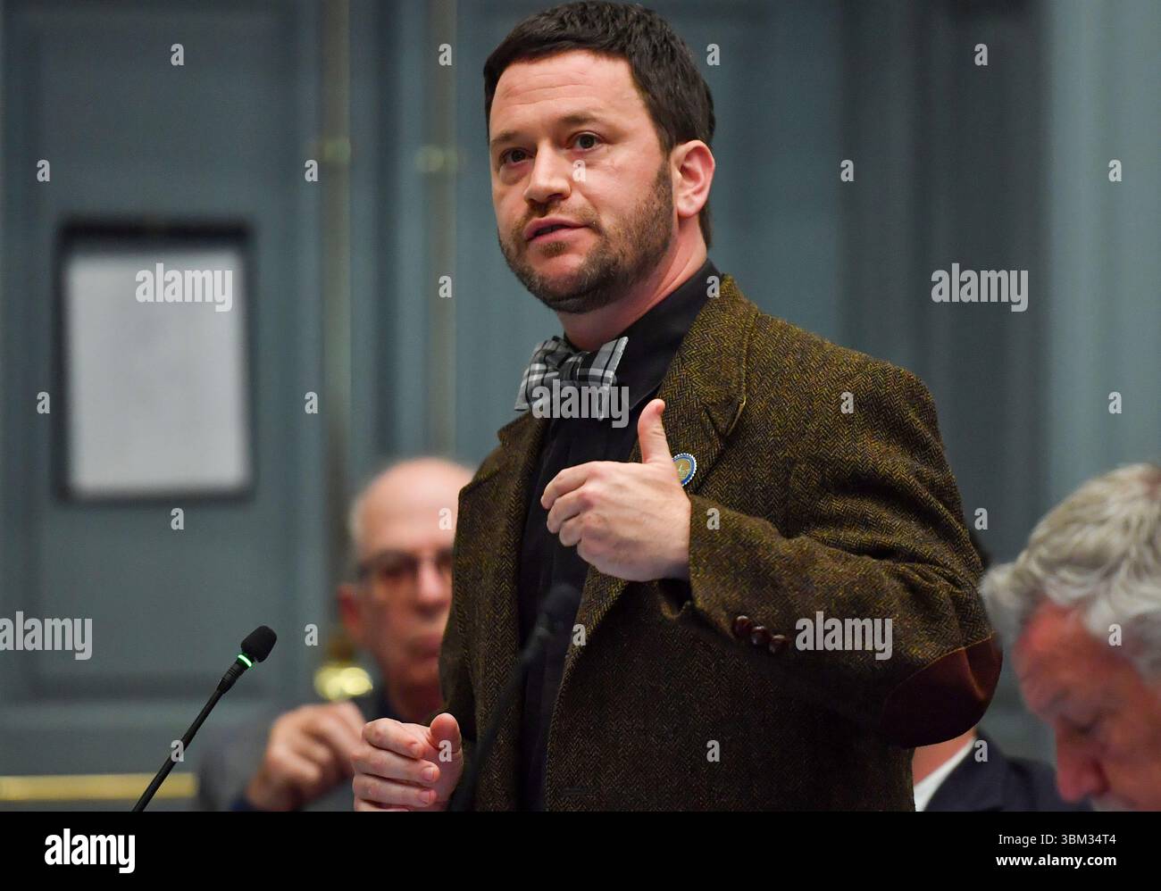 Rep. Jeffrey Spiegelman, R-Del., questions a proposed bill during the Delaware Legislative ...