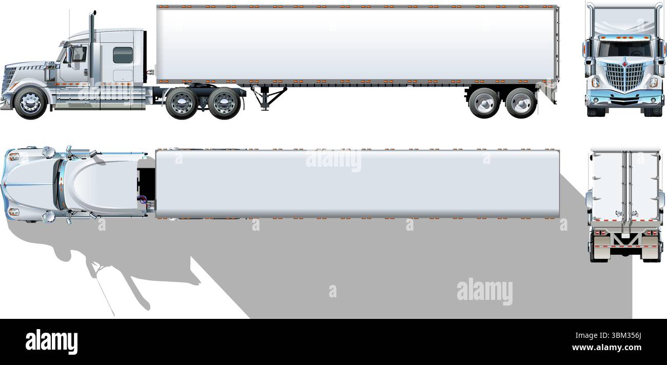 Vector semi truck template isolated on white. Available EPS-10 ...