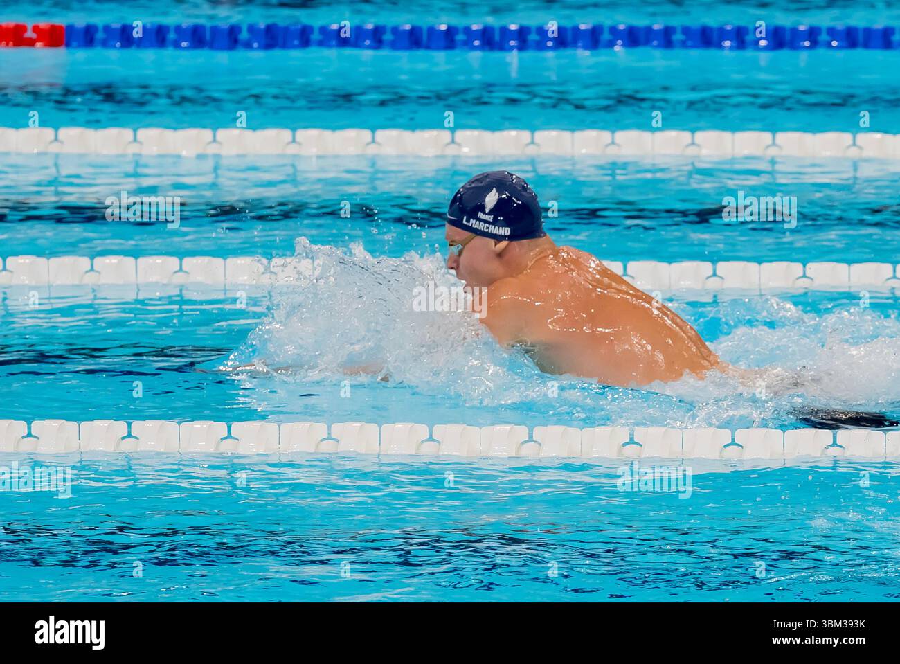 Leon Marchand (FRA) of France, swims in the Men's 200m Breaststroke at ...