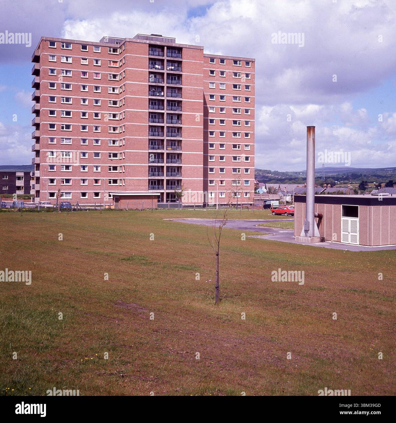 1960s, historical, social housing, a modern tower block of new council ...