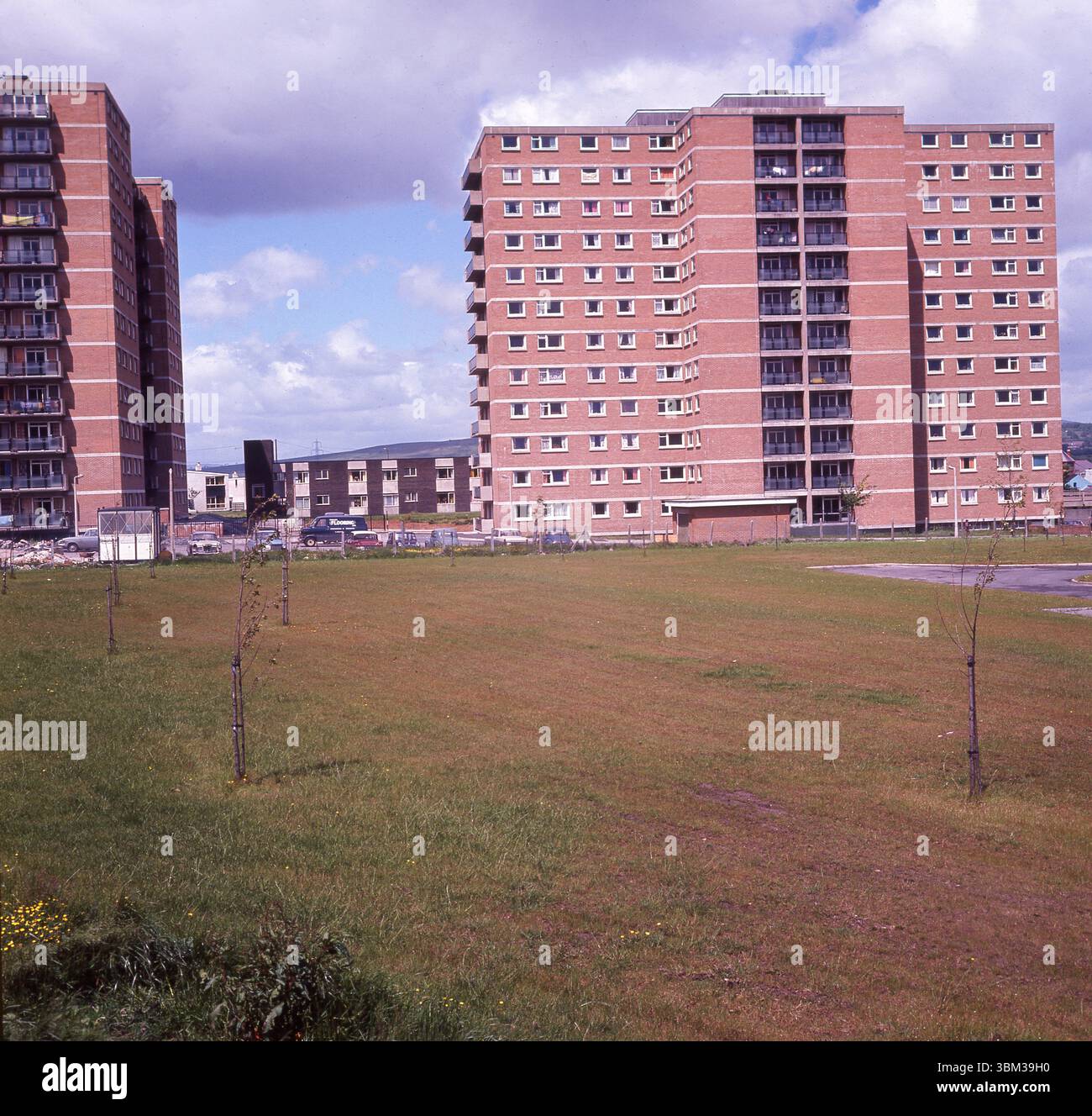1960s, historical, social housing, a modern tower block of new council ...