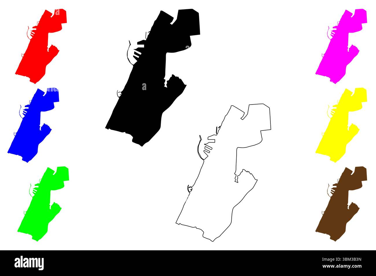 Ashdod city (State of Israel, Southern District) map vector ...