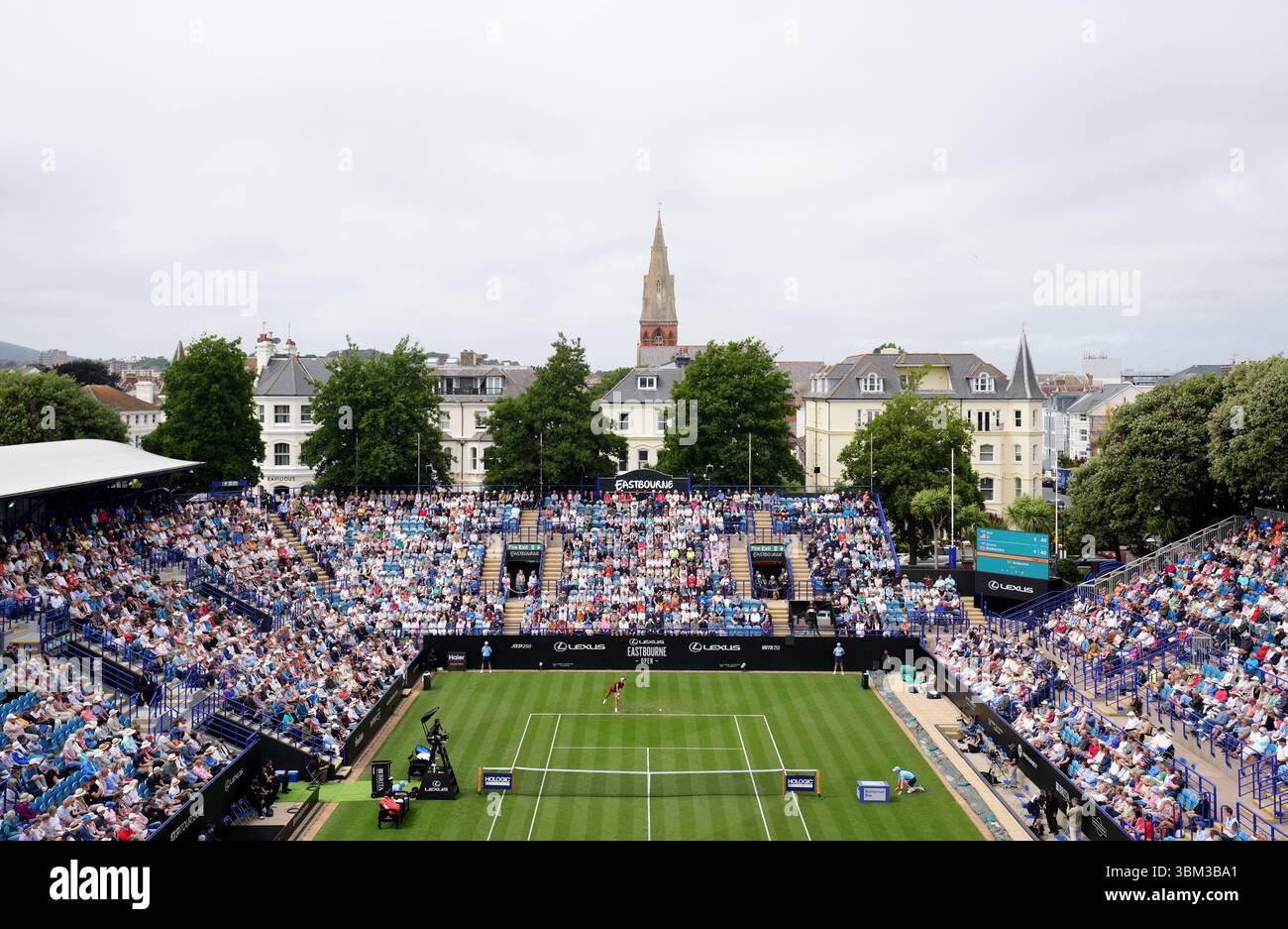 General view of Ann Li against Emma Radacanu on Centre Court during day ...