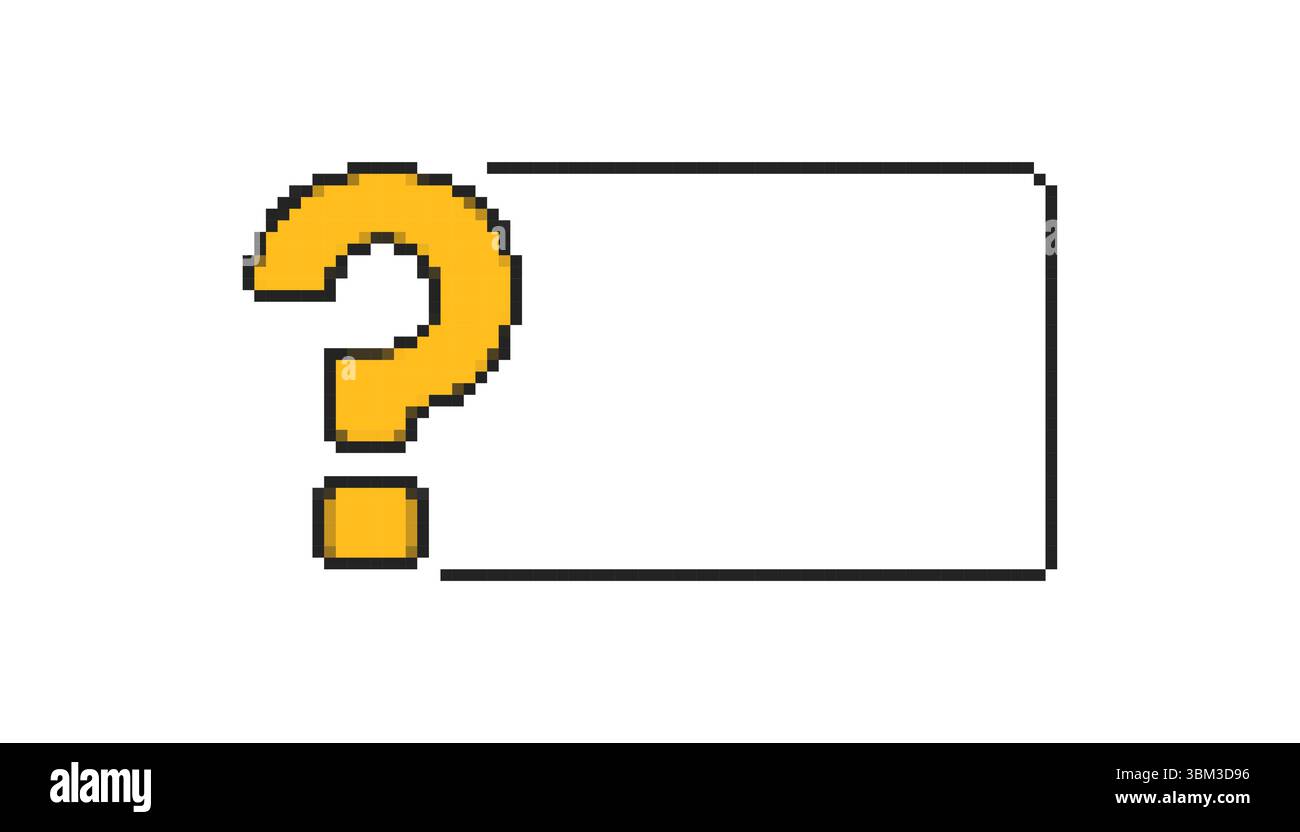 Pixel art question mark icon in outlined box with retro 8 bit design ...