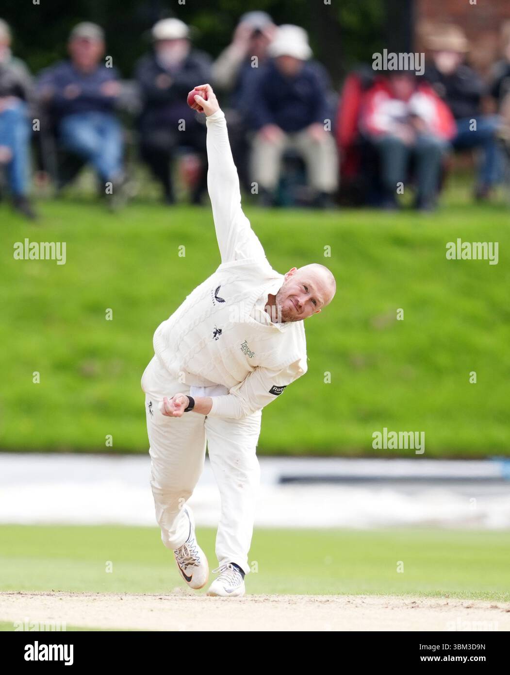 Kent's Matt Parkinson bowls to Lancashire's Luke Wells, during the ...