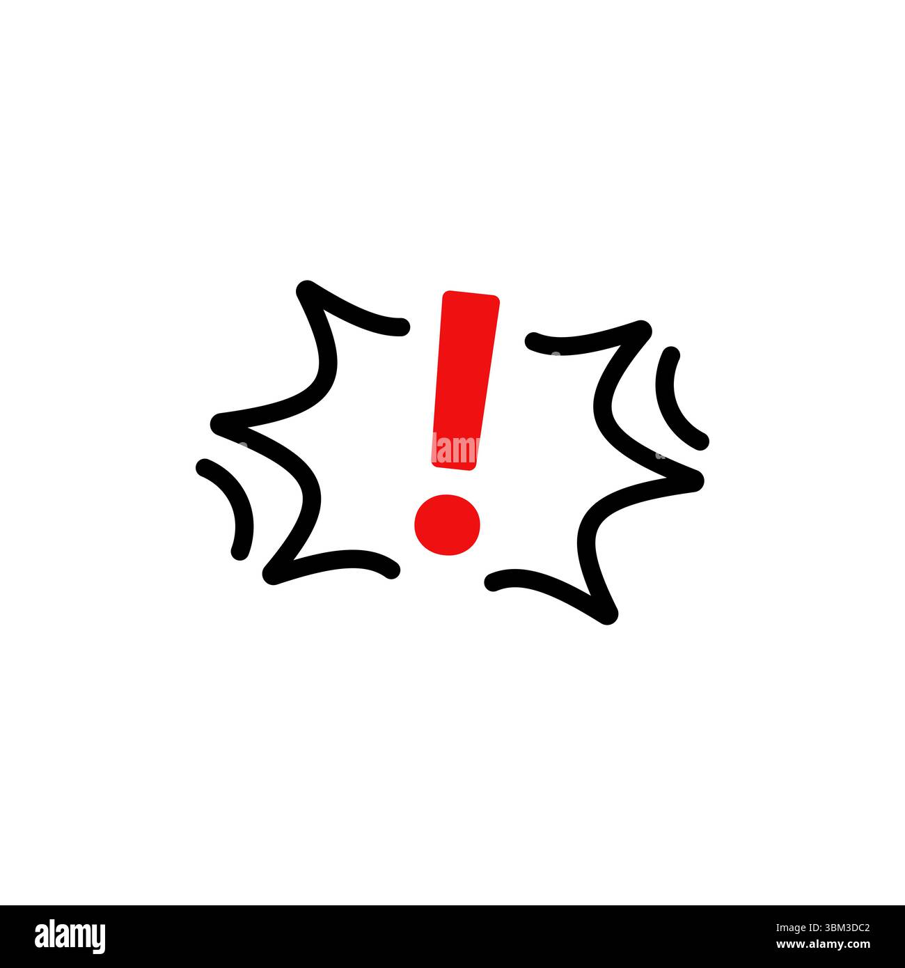 Exclamation mark in comic style design with red dot highlights alert ...