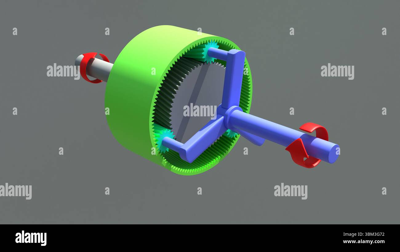 Exploded View of Planetary Gearbox System. Technical 3d Render Stock ...