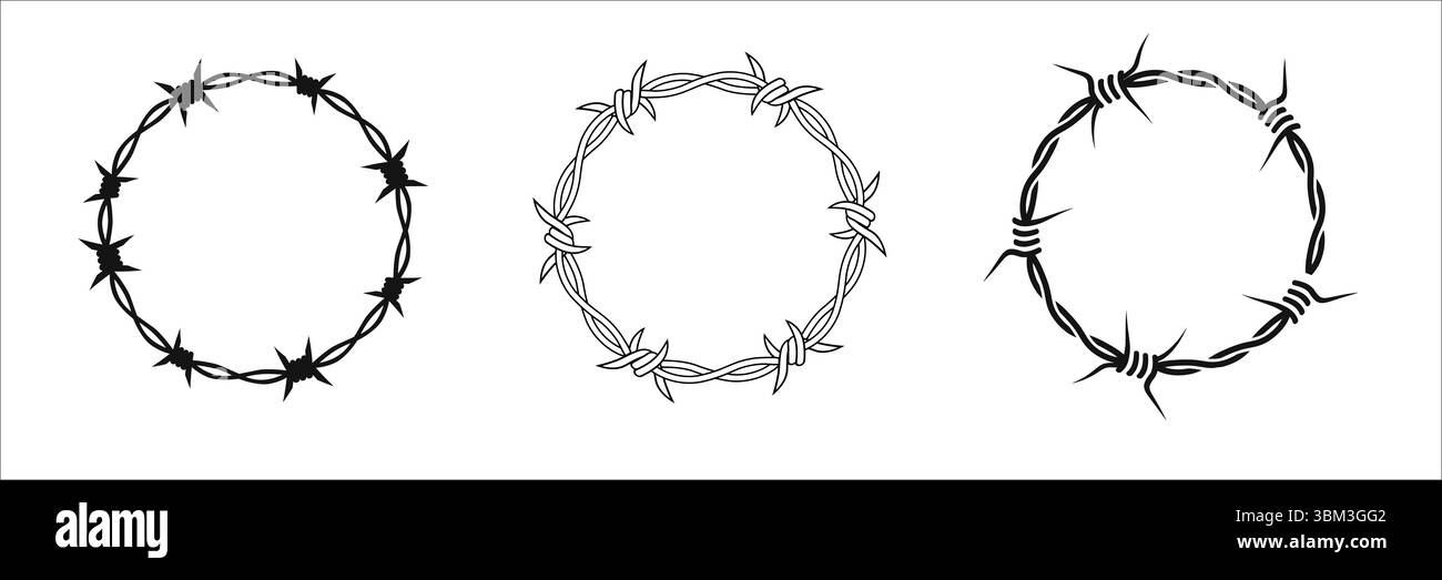 Wire circle frames with barbed patterns for boundary and protection ...