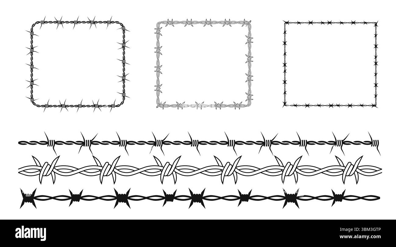 Wire and barbed frame: various square and line configurations for ...