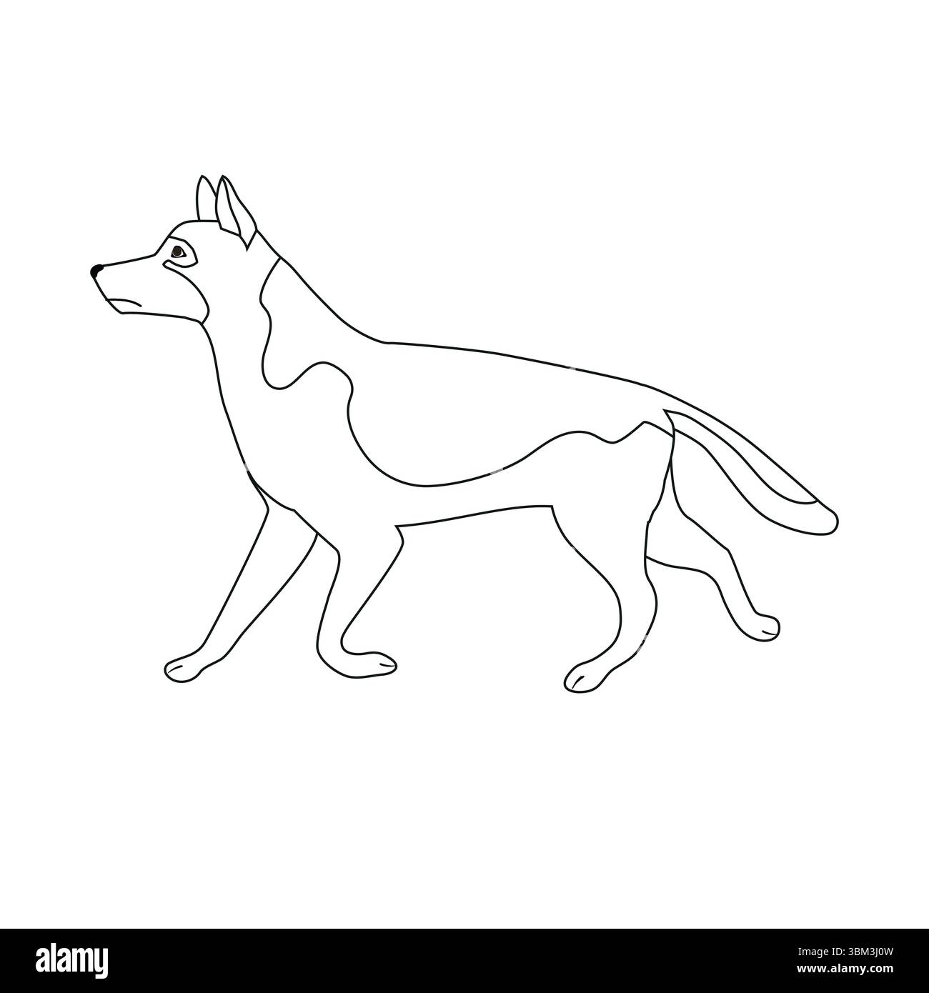 Vector flat hand drawn outline shepherd dog isolated on white ...