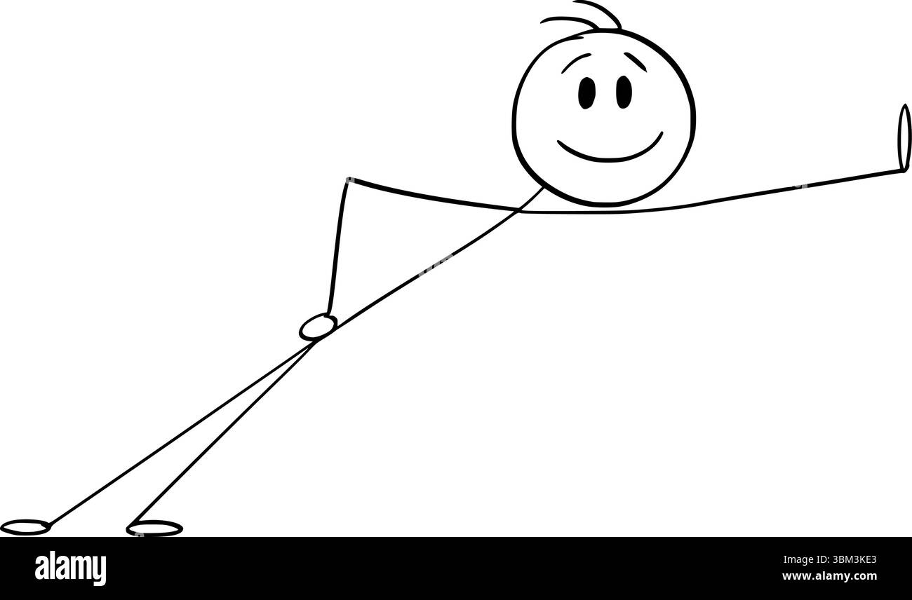 Person leaning on something, vector cartoon stick figure or character ...