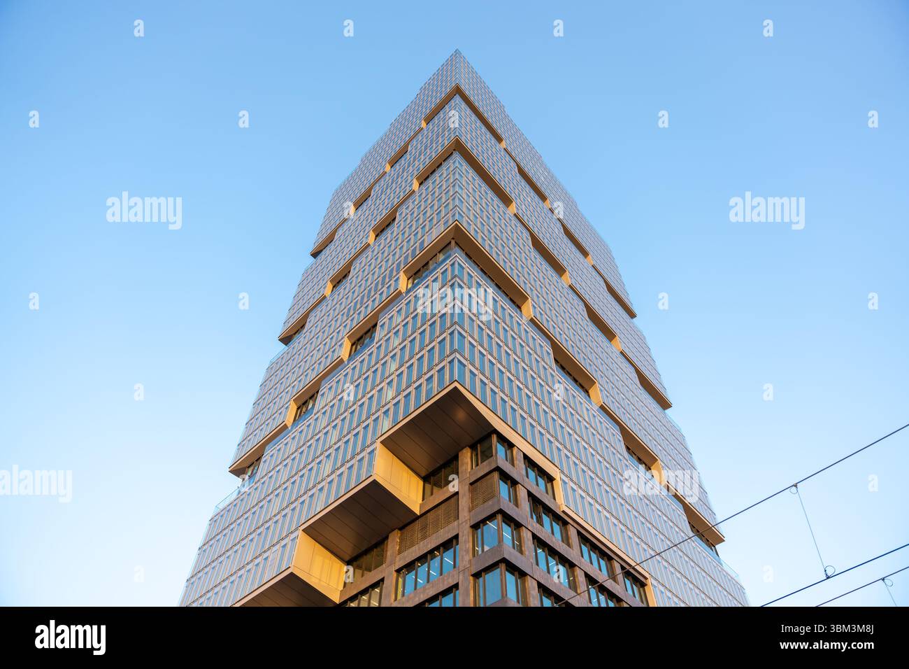 An oblique view of the office skyscraper reveals its striking design ...