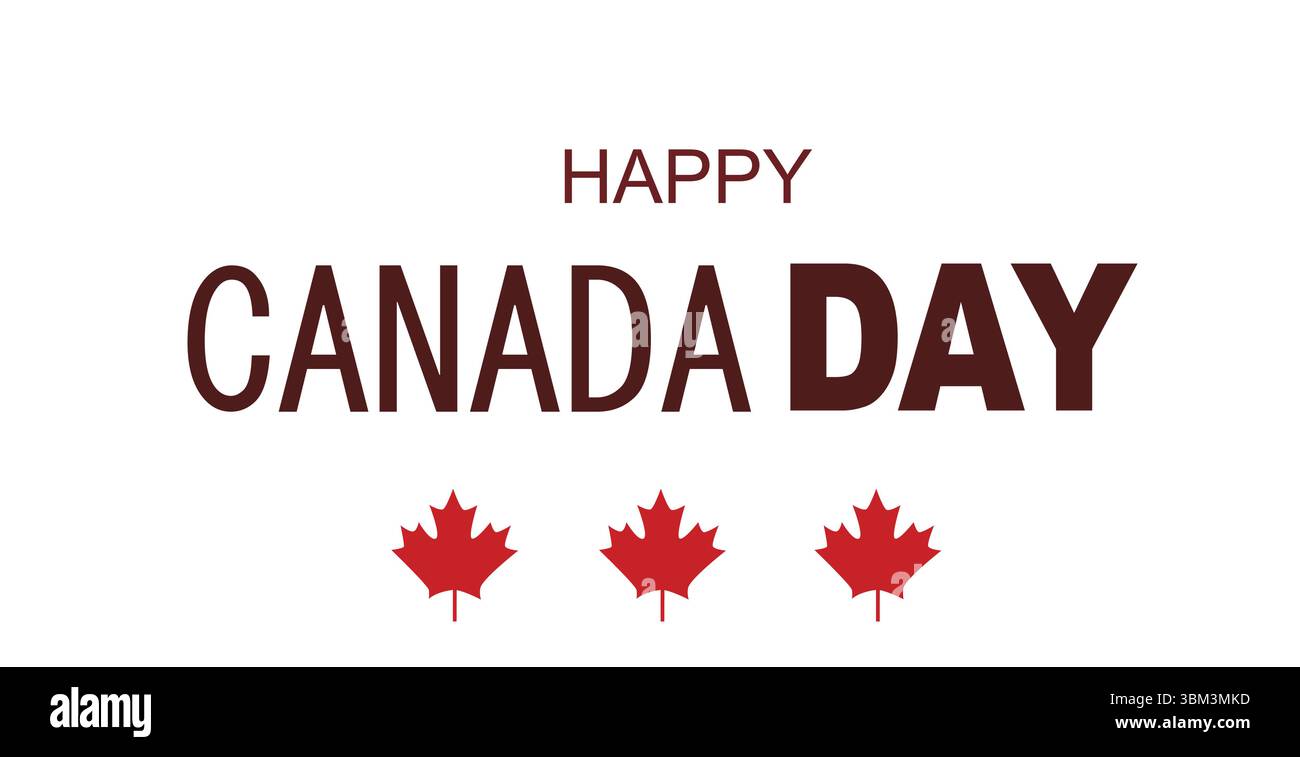 Happy Canada Day text with maple leaves. Vector illustration Stock ...