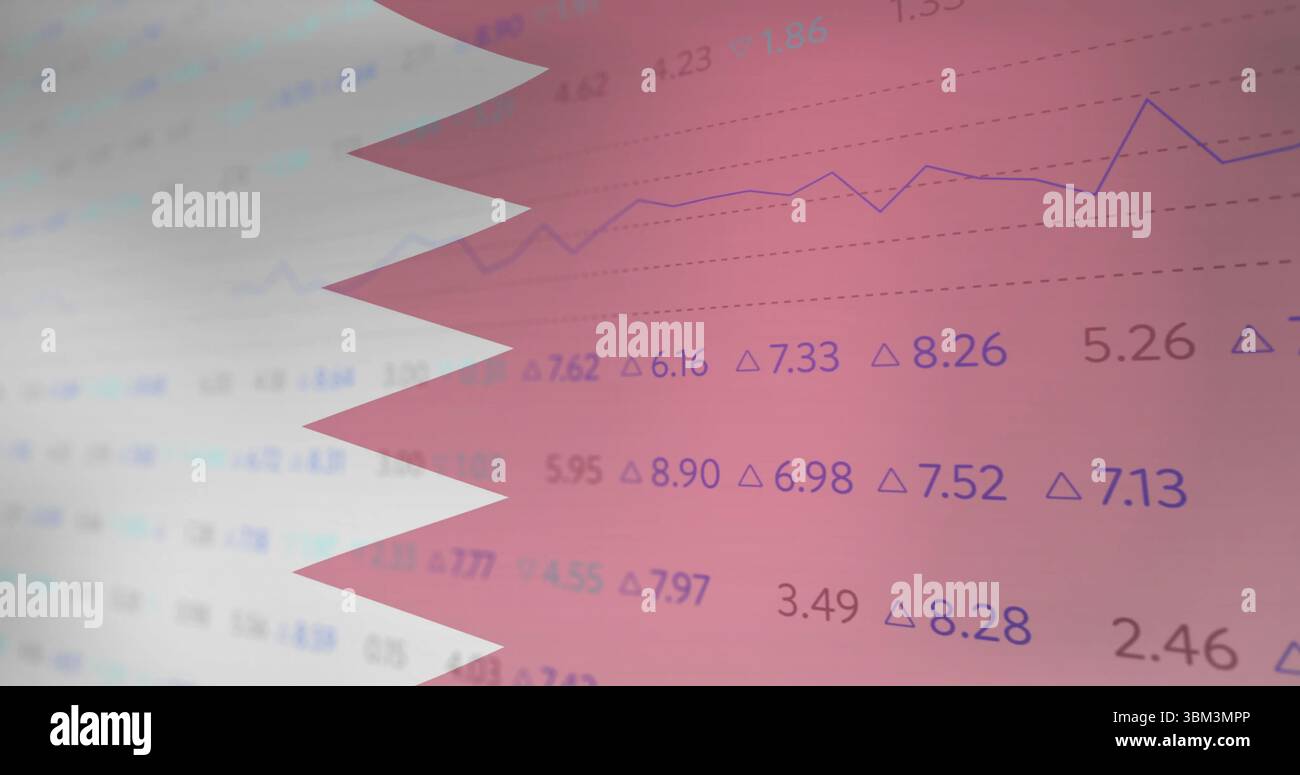 Displaying Qatar flag silhouette in interface, with numeric data and ...