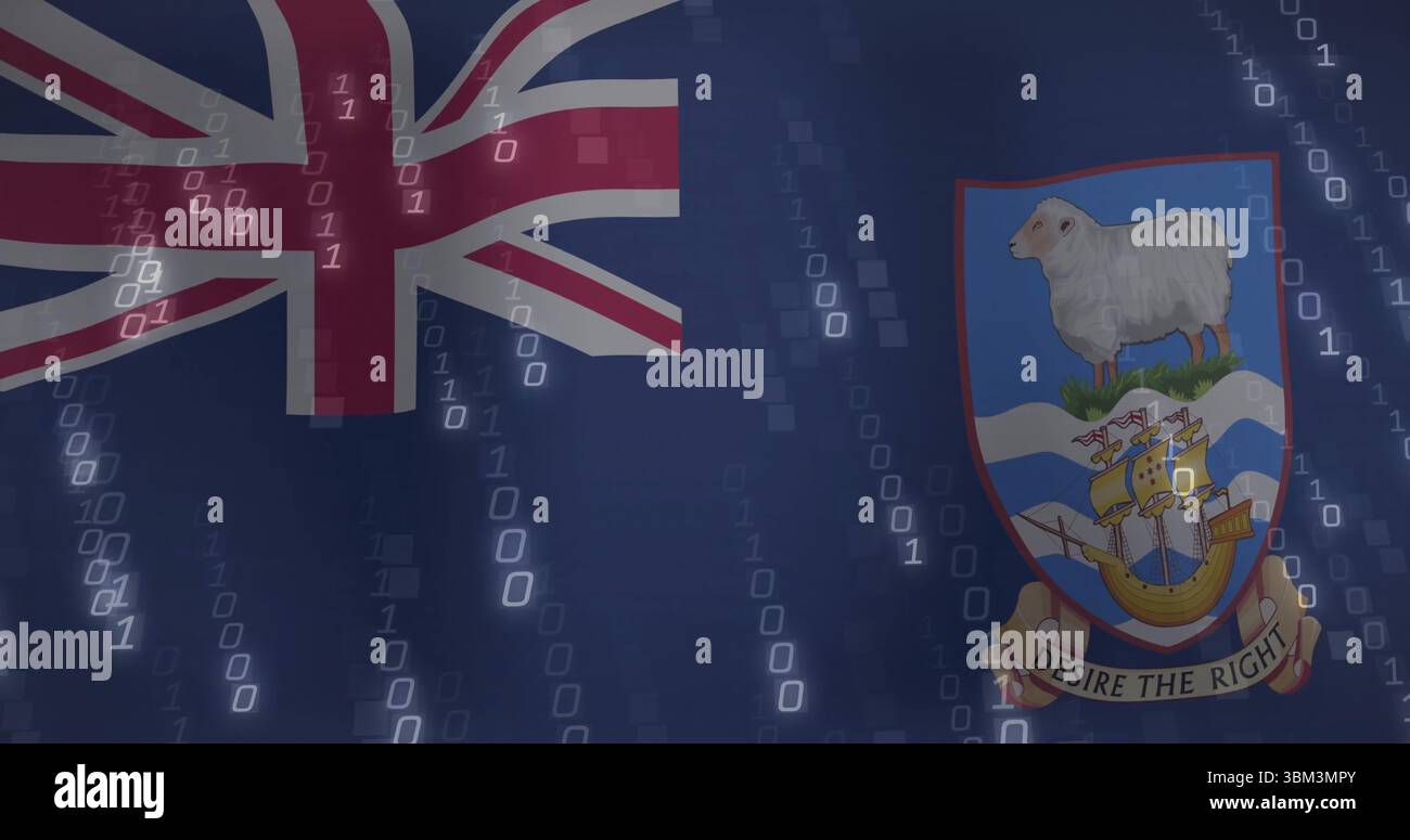 Displaying Falkland Islands flag in digital scene, Union Jack canton ...