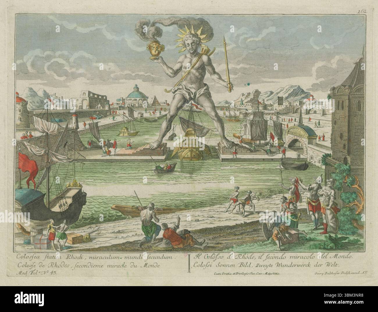 Colossus of Rhodes. Seven Wonders of the Ancient World, illustration by ...