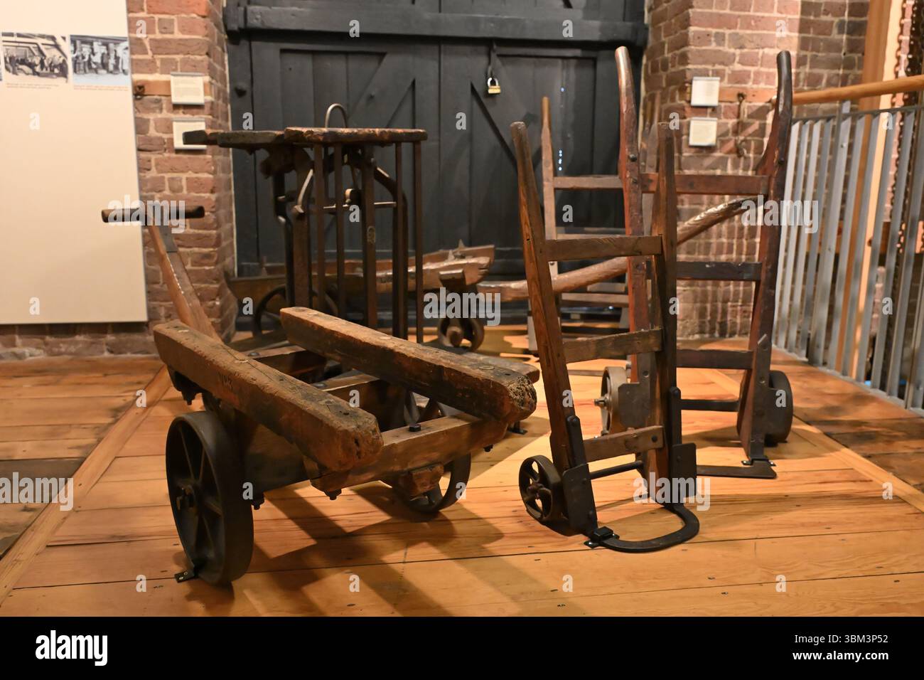 Traditional wooden warehouse sack trolleys sack barrows sack trucks ...