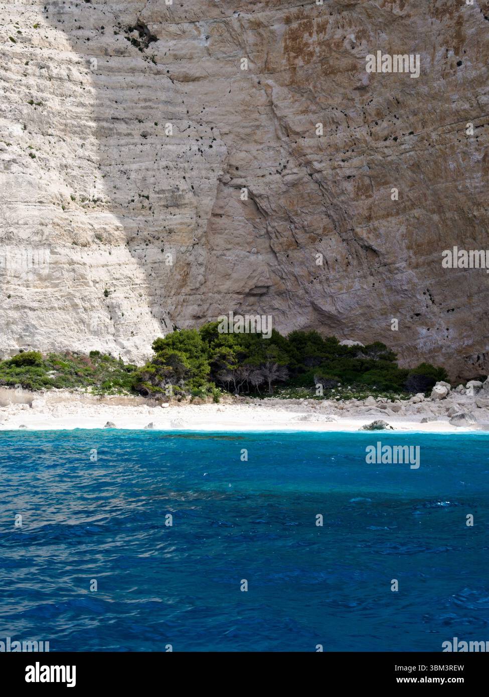 Untouched beach on Zante island with azure waters, white cliffs, and ...