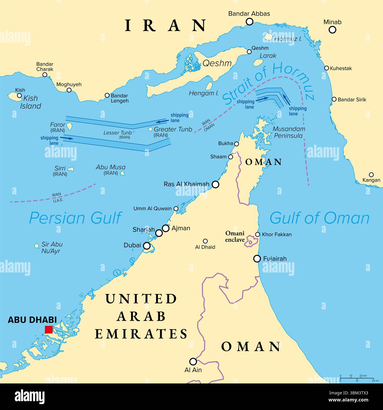 Strait of hormuz map hi-res stock photography and images - Alamy