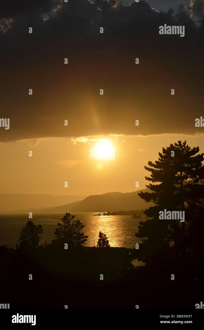 Scenic Summer View of Lake Geneva and Alps from Montreux Stock Photo ...