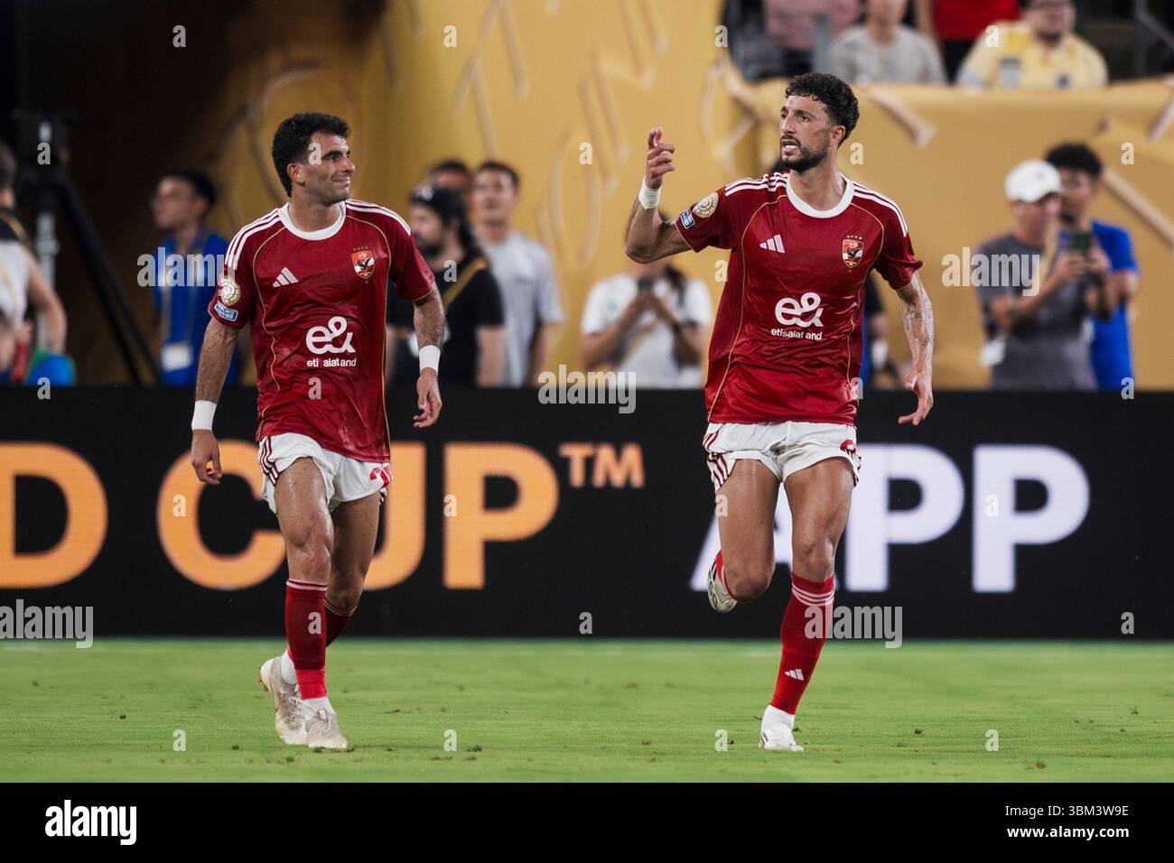 Wessam Abou Ali of Al Ahly FC celebrates after scoring a goal during ...