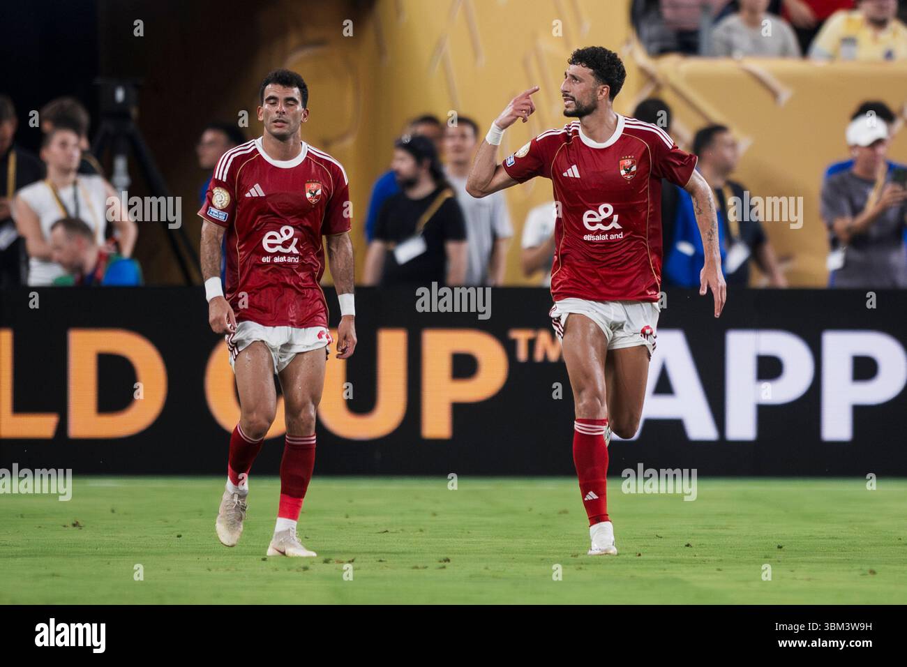 Wessam Abou Ali of Al Ahly FC celebrates after scoring a goal during ...