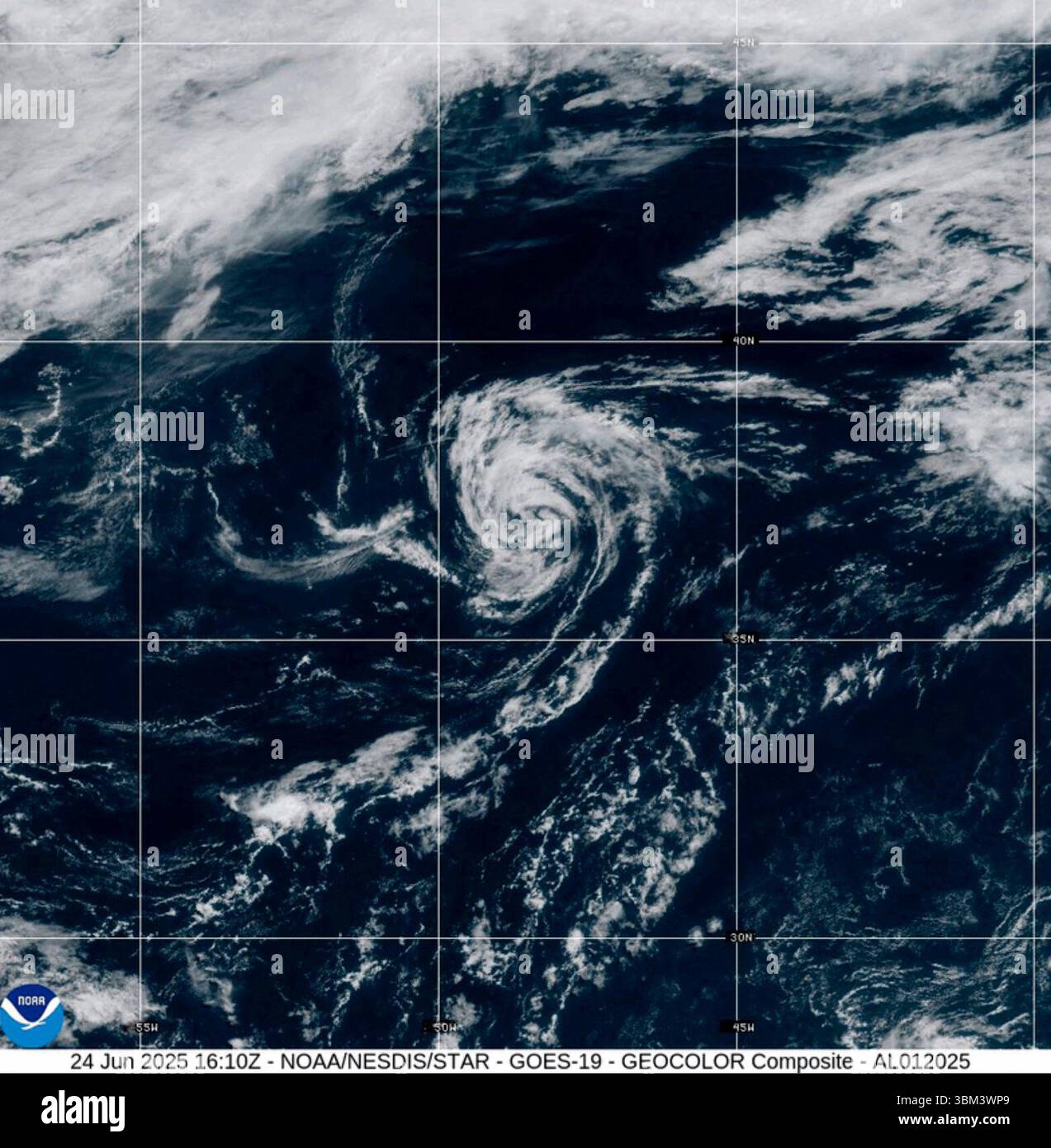This satellite image provided by the National Oceanic and Atmospheric ...