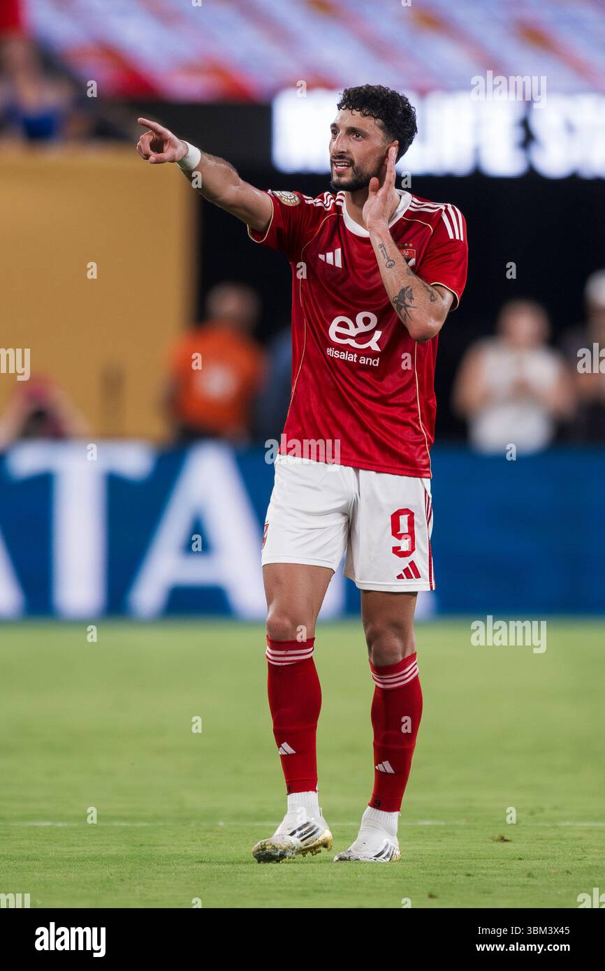 Wessam Abou Ali of Al Ahly FC celebrates after scoring a goal during ...