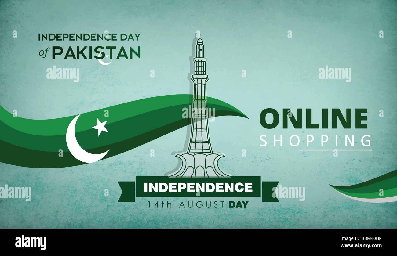 Minar-e-Pakistan, pakistan independace day, social media banner Stock ...