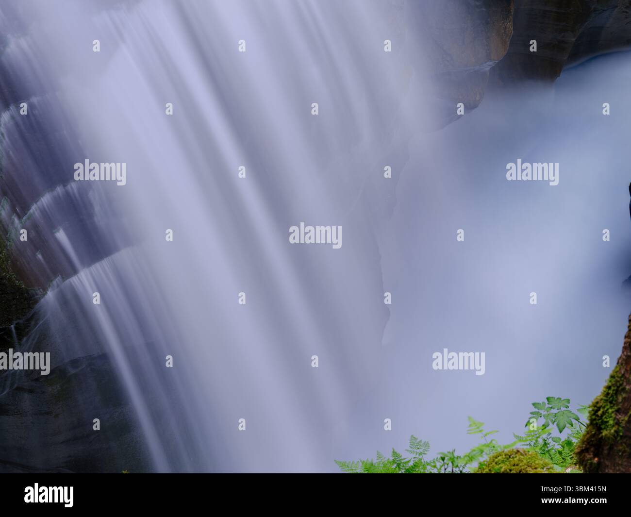 The gorge Felsbachschlucht near Flims, carved out in the remains of the ...