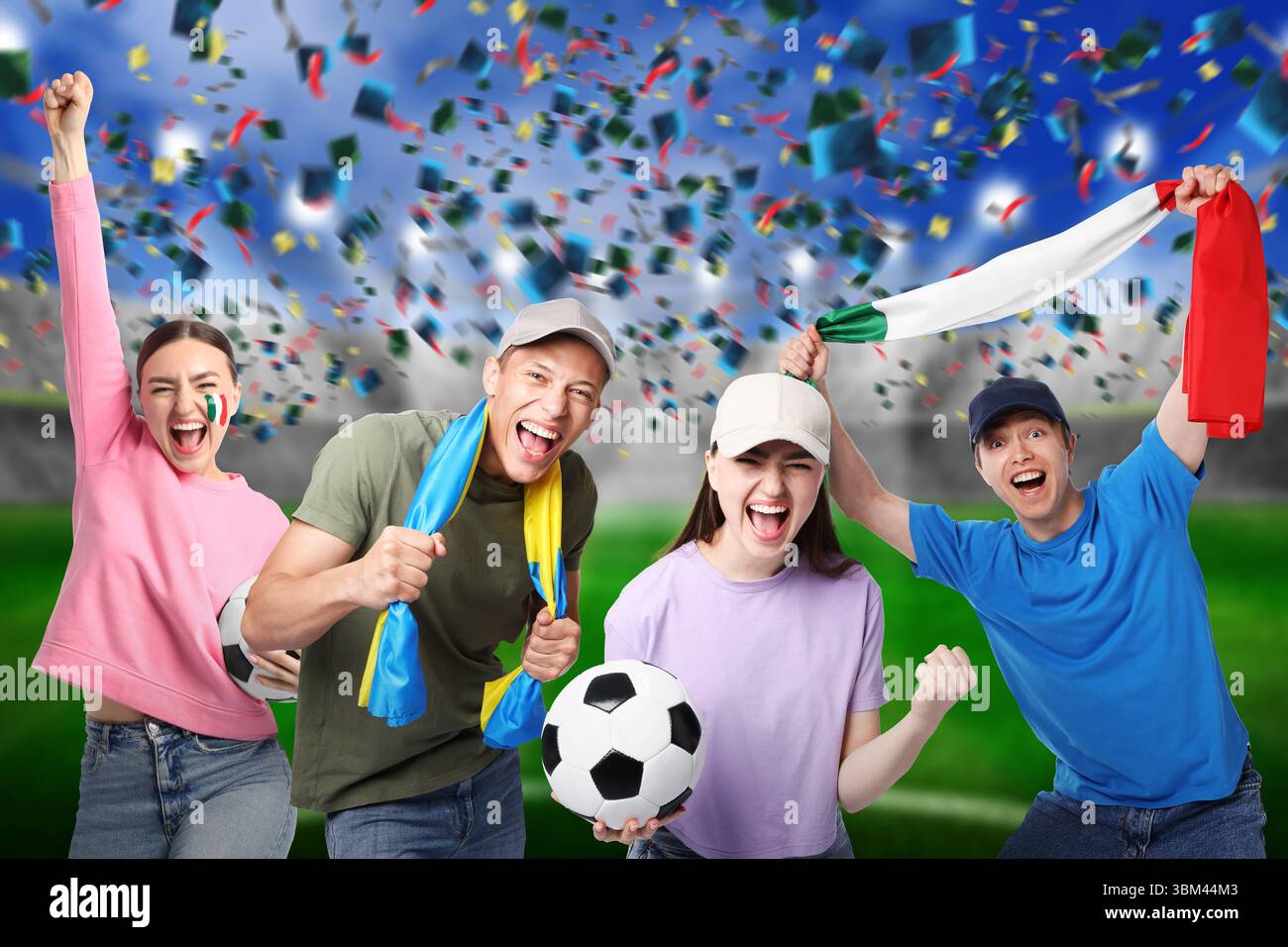 Excited group young sports fans hi-res stock photography and images - Alamy