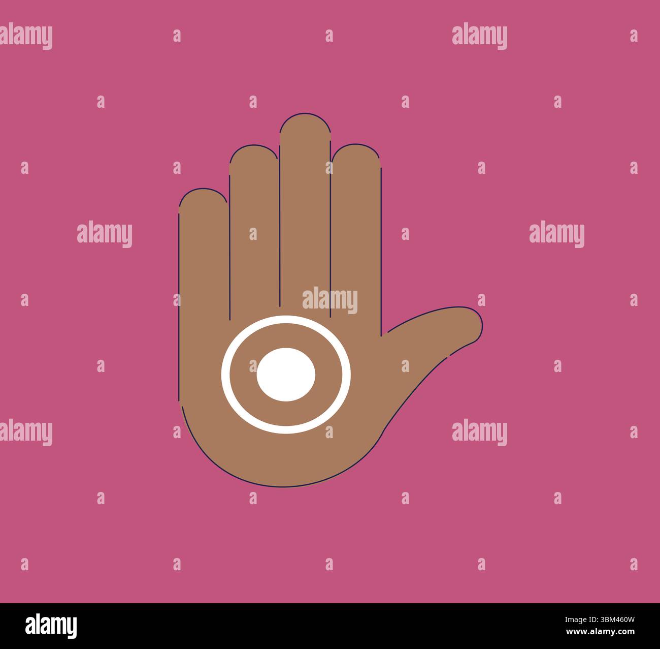 A creatively stylized hand symbol that incorporates a circular element ...