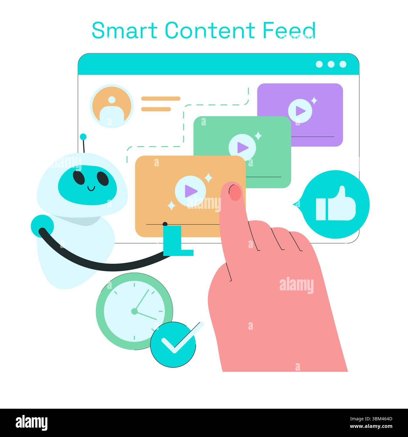 Vector illustration showing a digital interface where a robotic ...