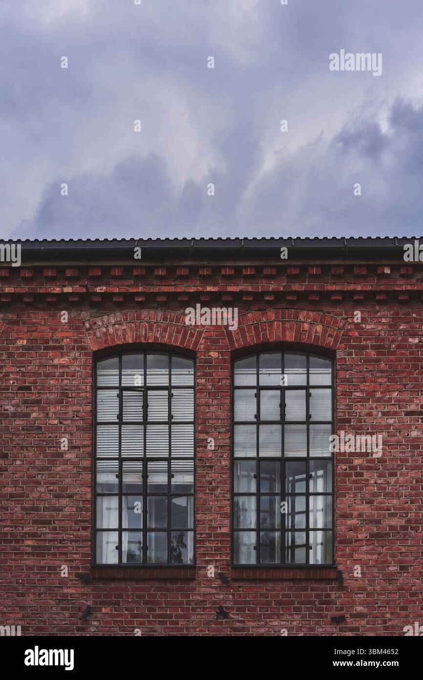windows of old brick stone factory Stock Photo - Alamy
