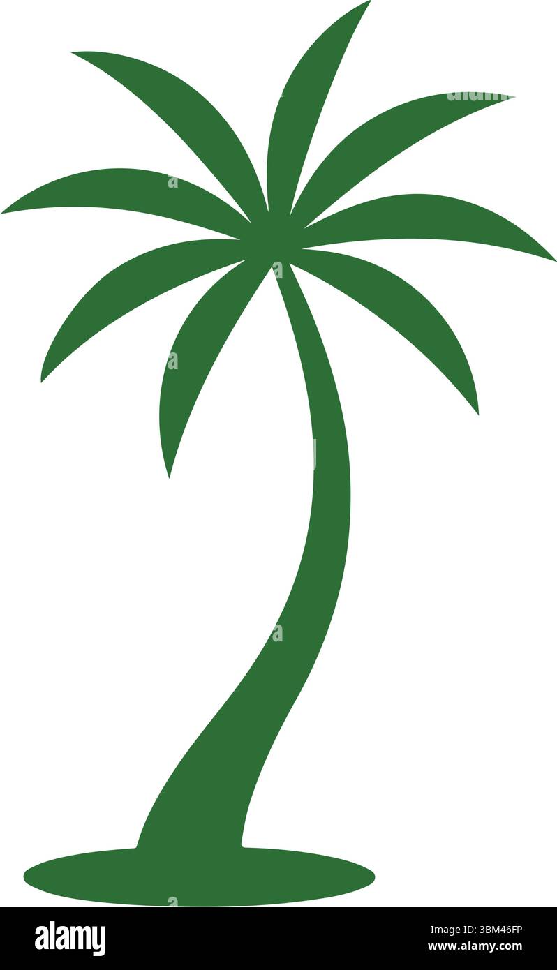 Green Palm Tree Silhouette Isolated on White Background Stock Vector ...