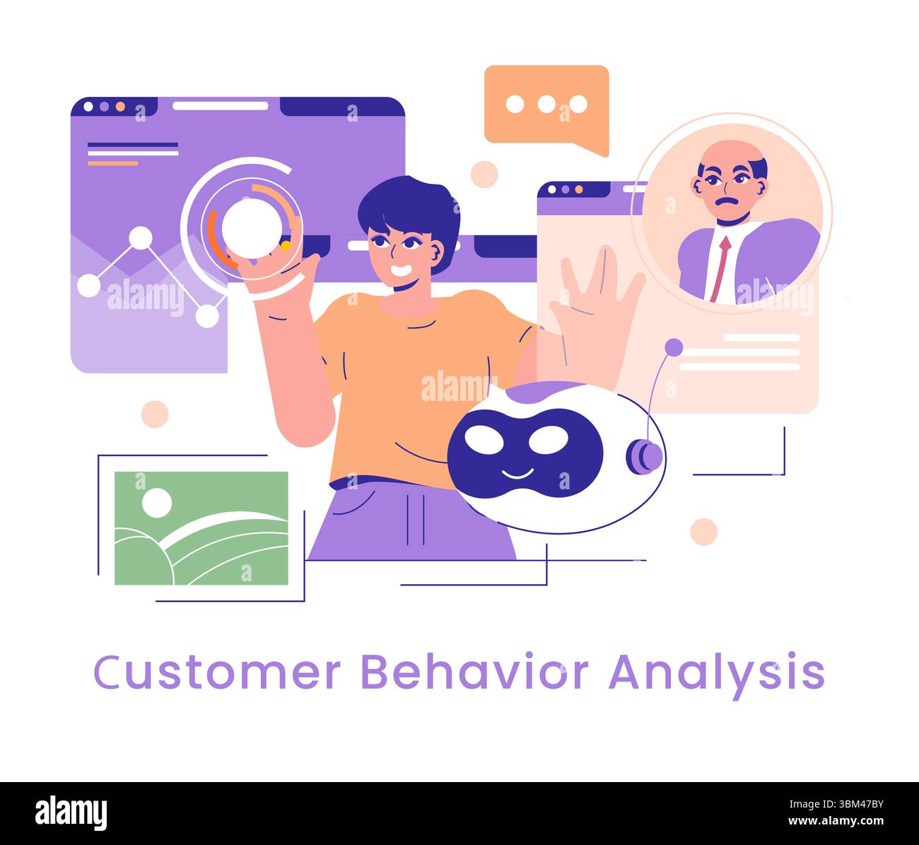 AI in marketing enhances customer behavior analysis. This illustration ...
