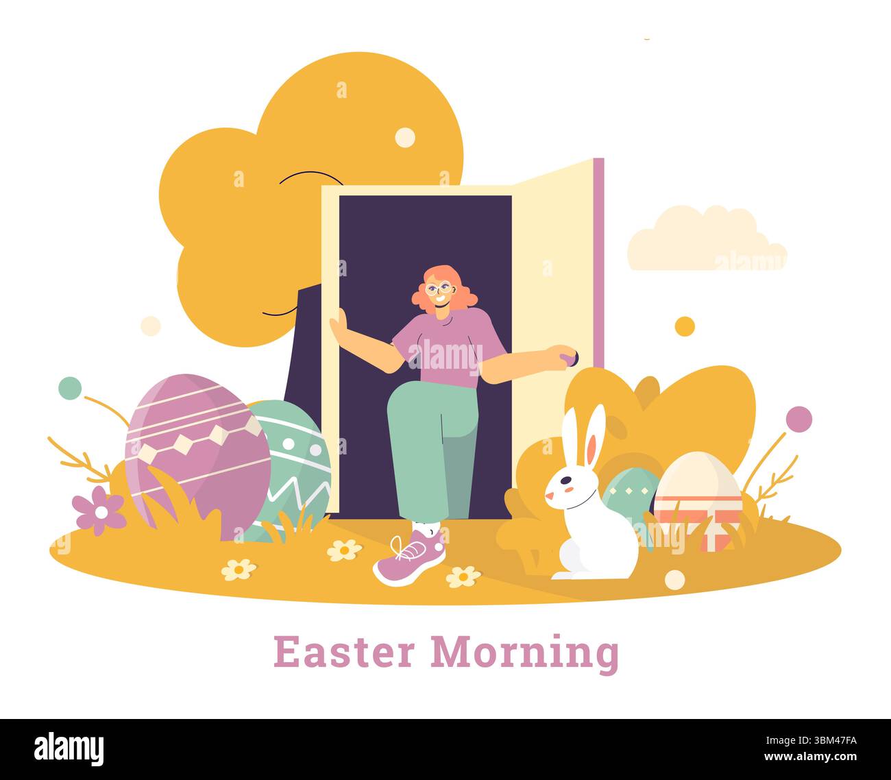 Woman presenting easter eggs Stock Vector Images - Alamy