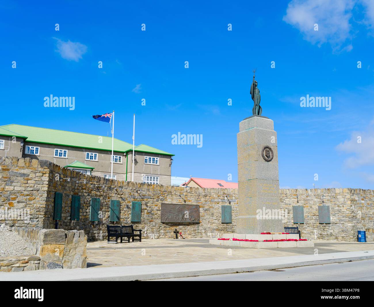 War memorial. Stanley, the capital of the Falkland Islands. South ...