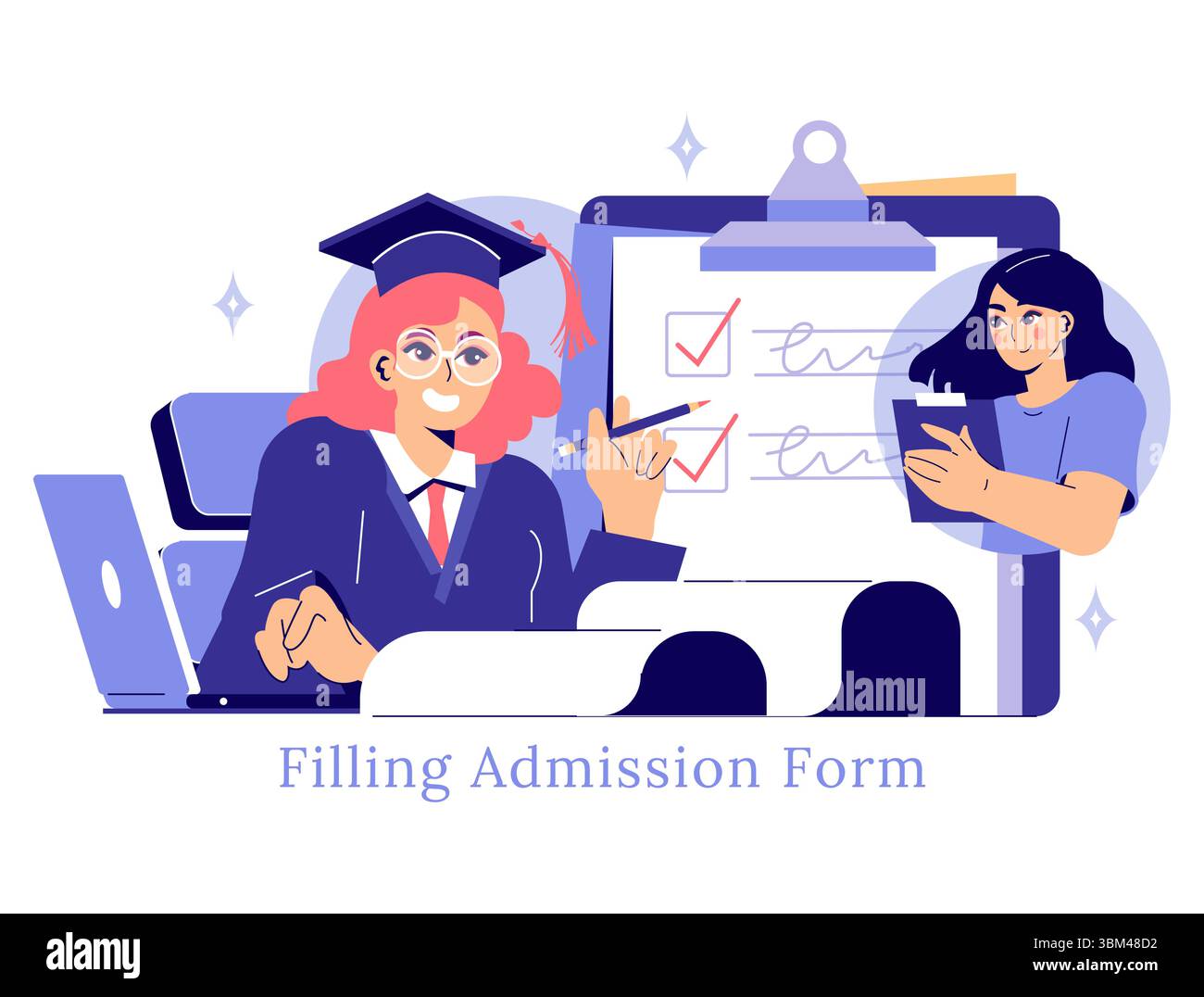 College choice process illustrated. Students engaged in filling out ...