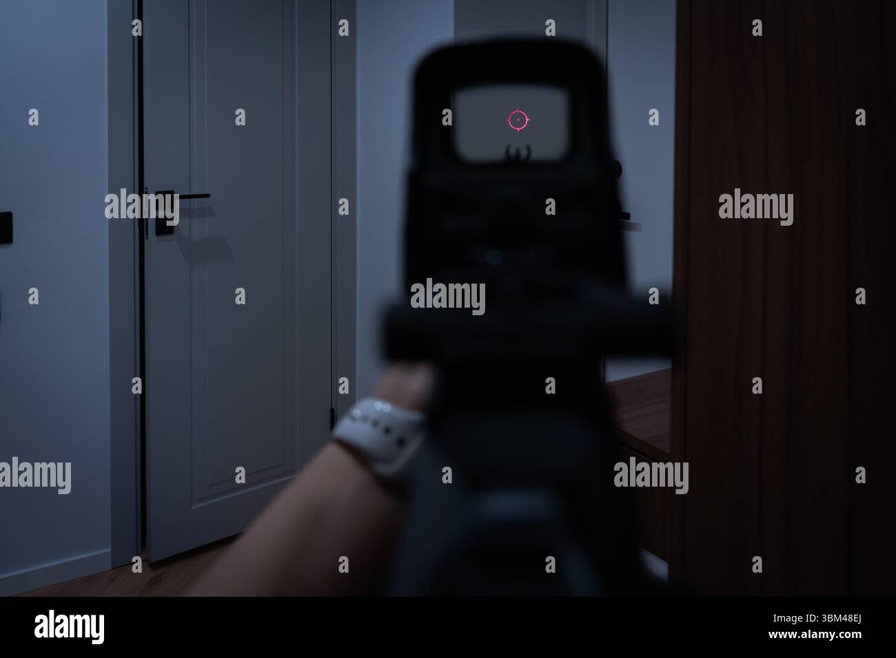 Person with firearm in home hi-res stock photography and images - Alamy