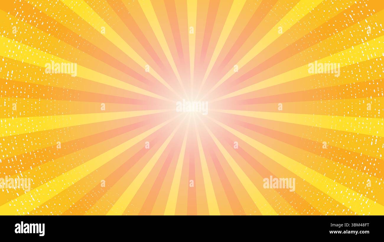 Retro orange sun rays on yellow halftone bg Stock Vector Image & Art ...