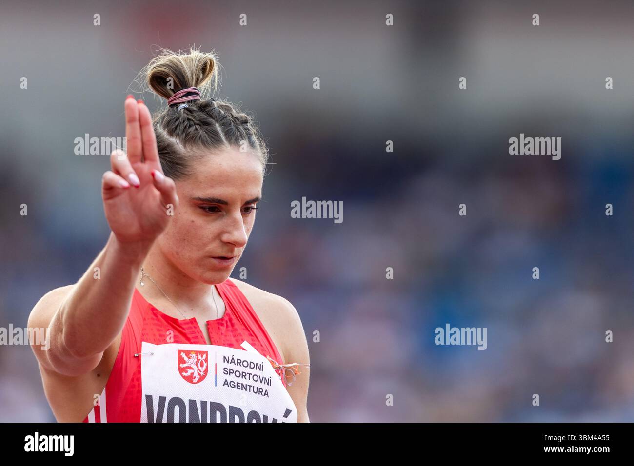 Lada Vondrova of Czech competes in the 400m - women at the Golden Spike ...