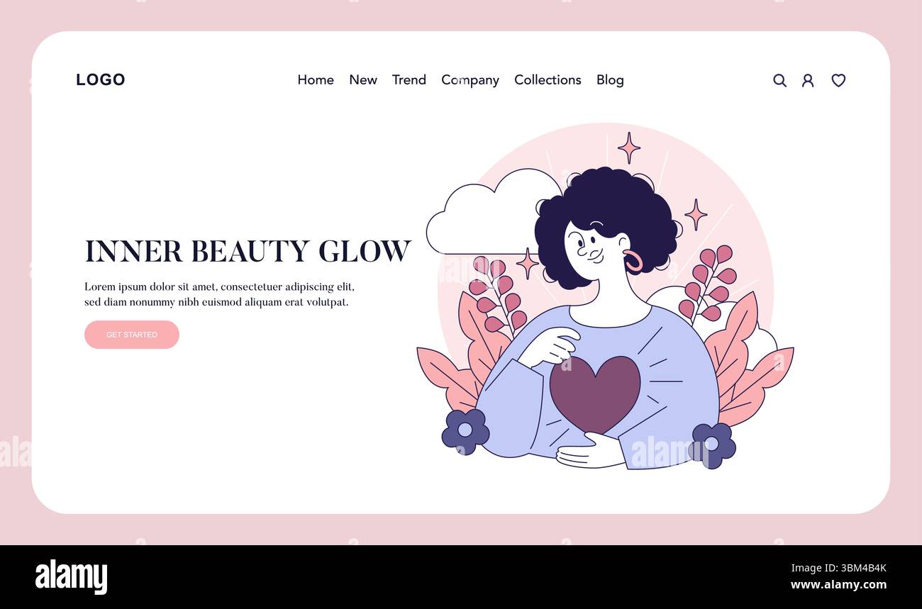 Inner beauty theme illustration. A woman symbolizes self-love and ...