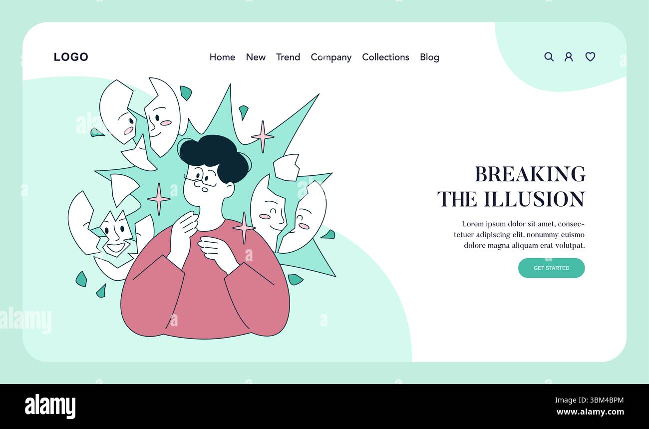 Psychology Of Self Acceptance concept. Person removes false masks ...