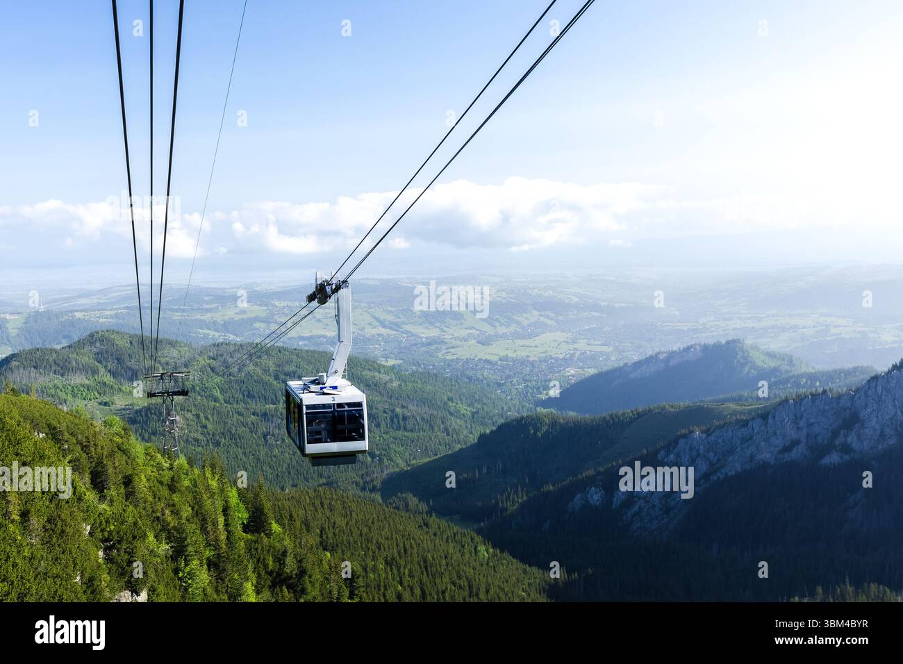 Cable car in Tatra National Park, Poland. Funicular to Mount Kasprow ...
