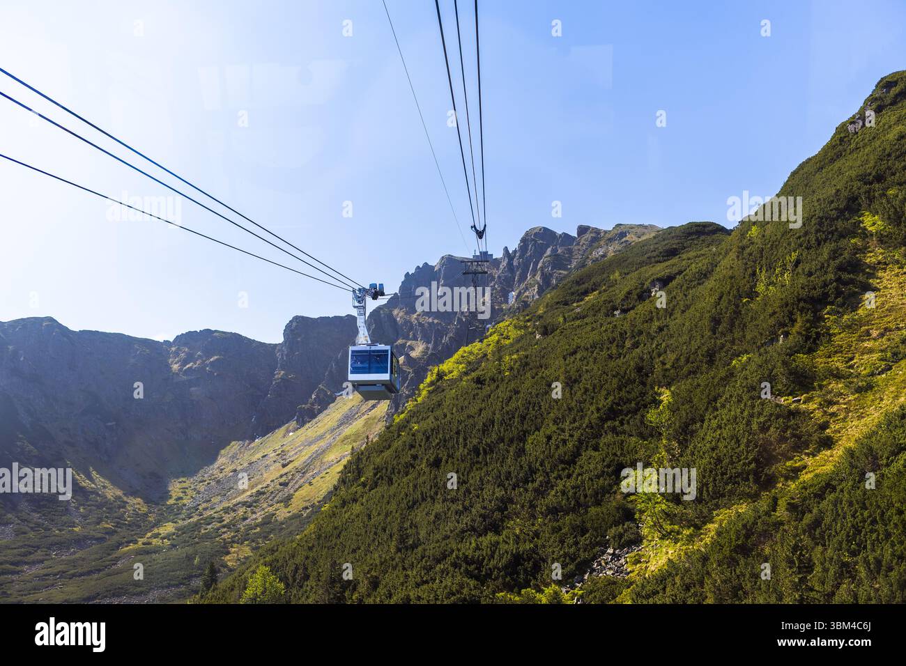 Cable car in Tatra National Park, Poland. Funicular to Mount Kasprow ...
