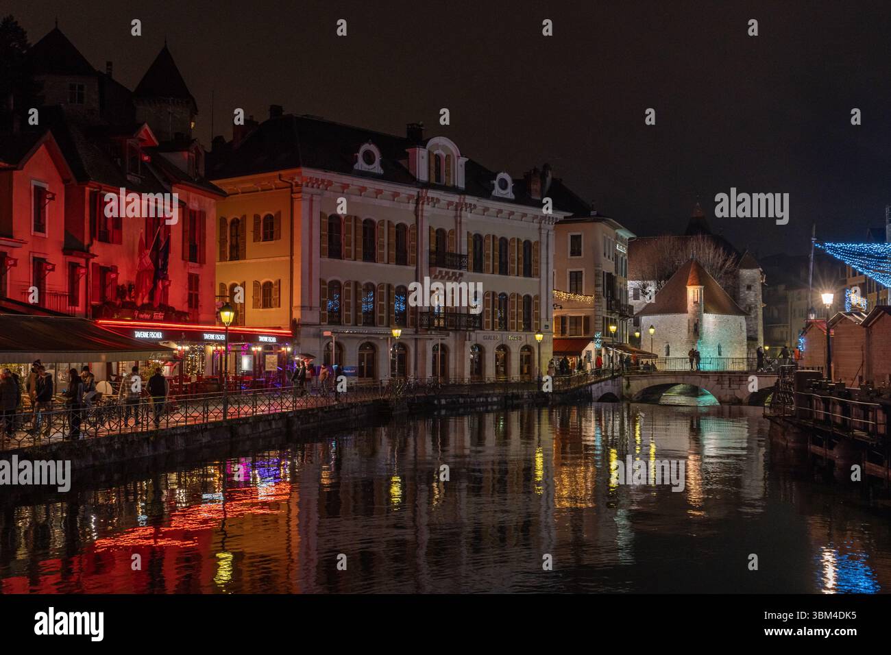 Annecy, France, Dec. 7, 2024. Scenic night view of Annecy waterfront ...